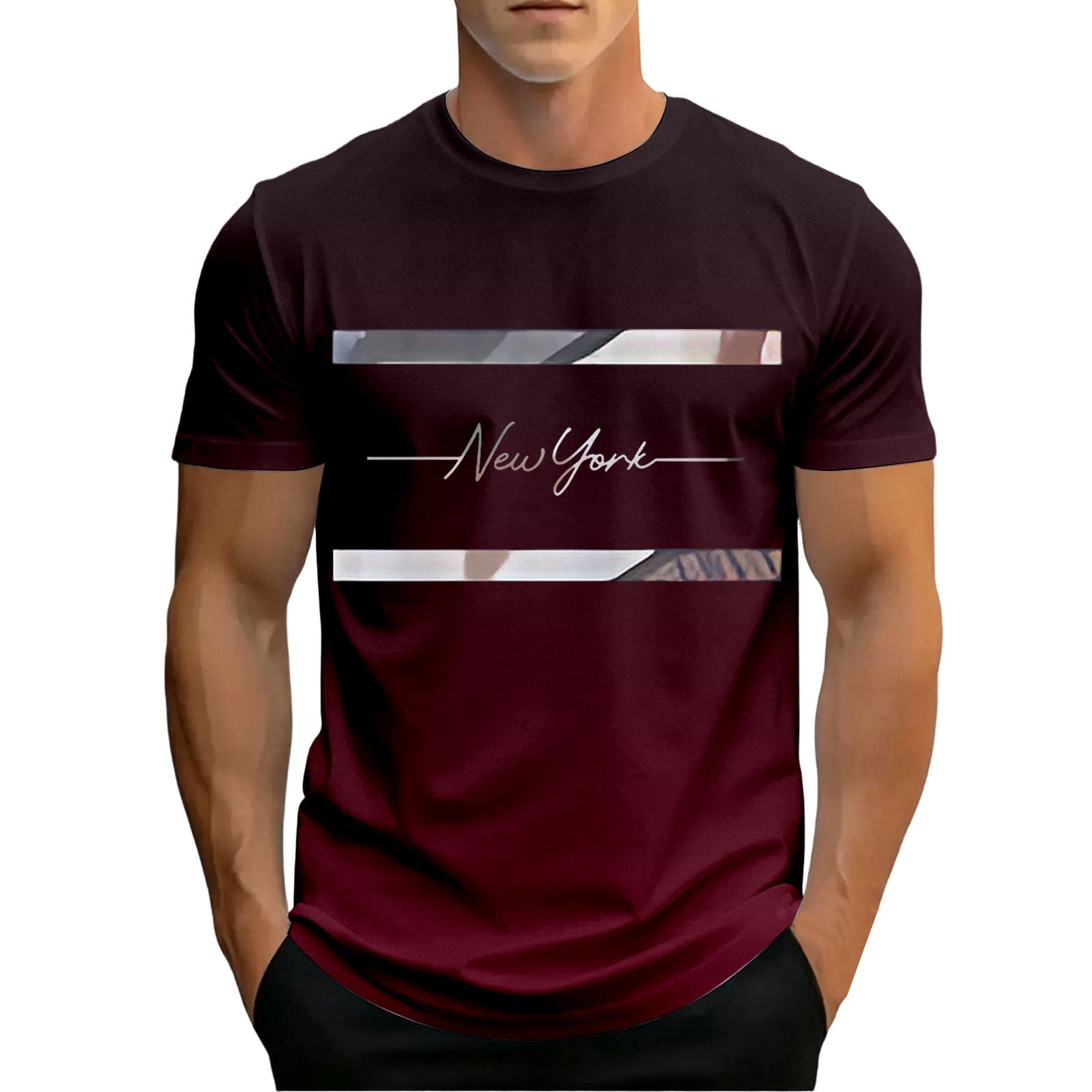 CONZONE Mens Tshirts Short Sleeve T-Shirts for Men Crew Neck Gradient ...