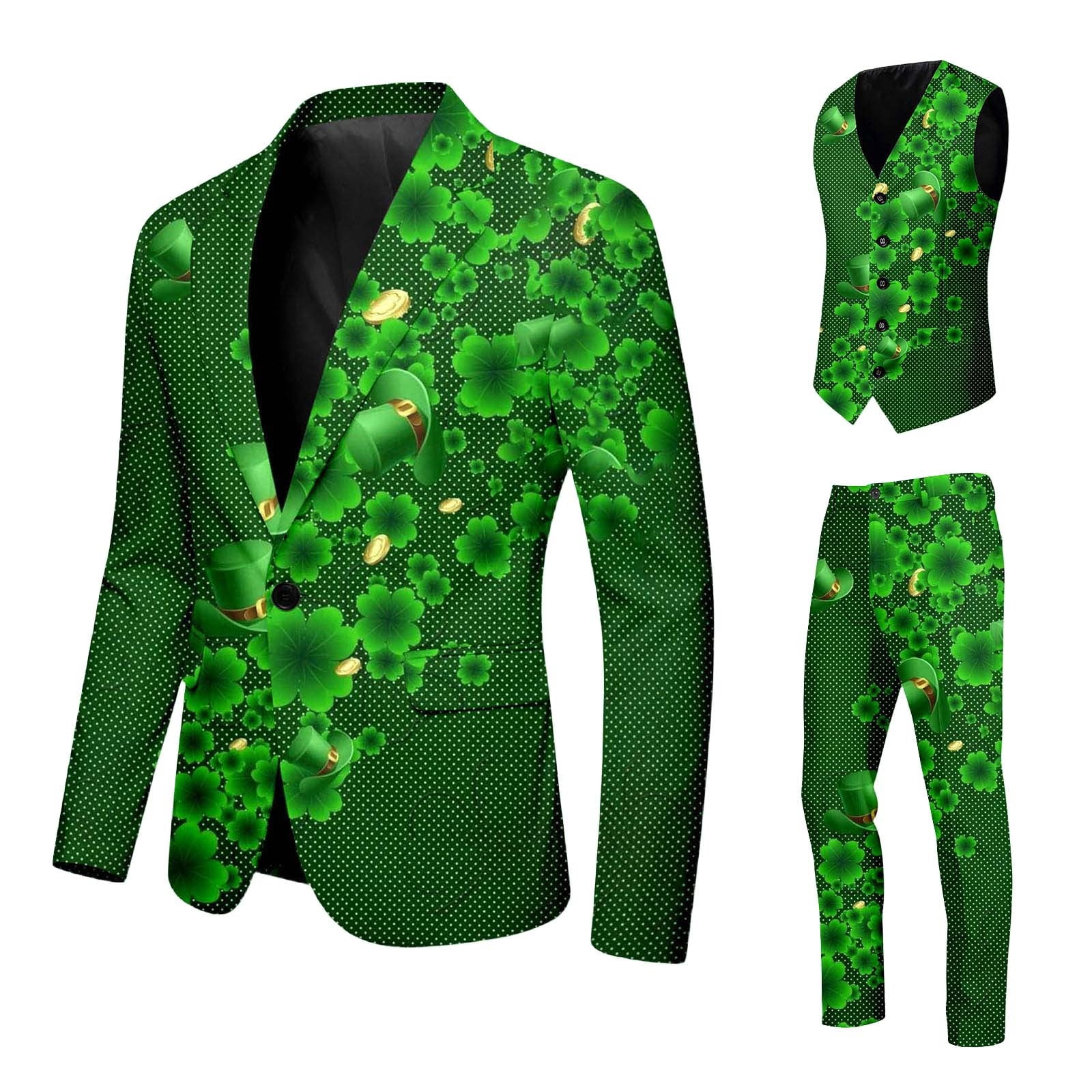 CONZONE St. Patrick'S Day Mens 2 Peice Suit Set Casual Dress Suit for ...