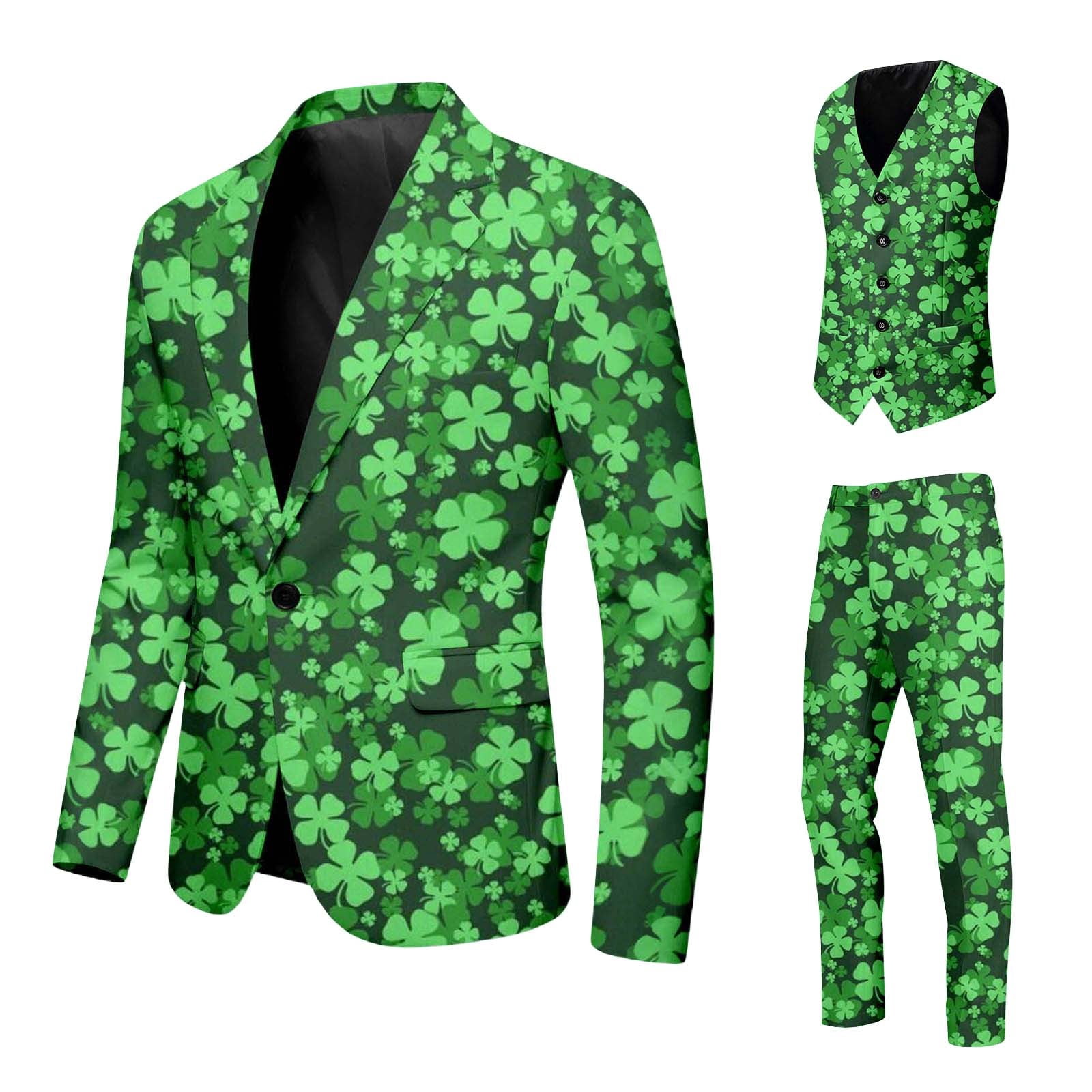 CONZONE St. Patrick'S Day Mens 2 Peice Suit Set Casual Dress Suit for ...