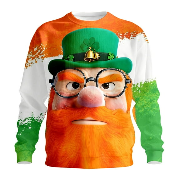 CONZONE St. Patrick'S Day Mens Pullover Sweatshirts Long Sleeve ...