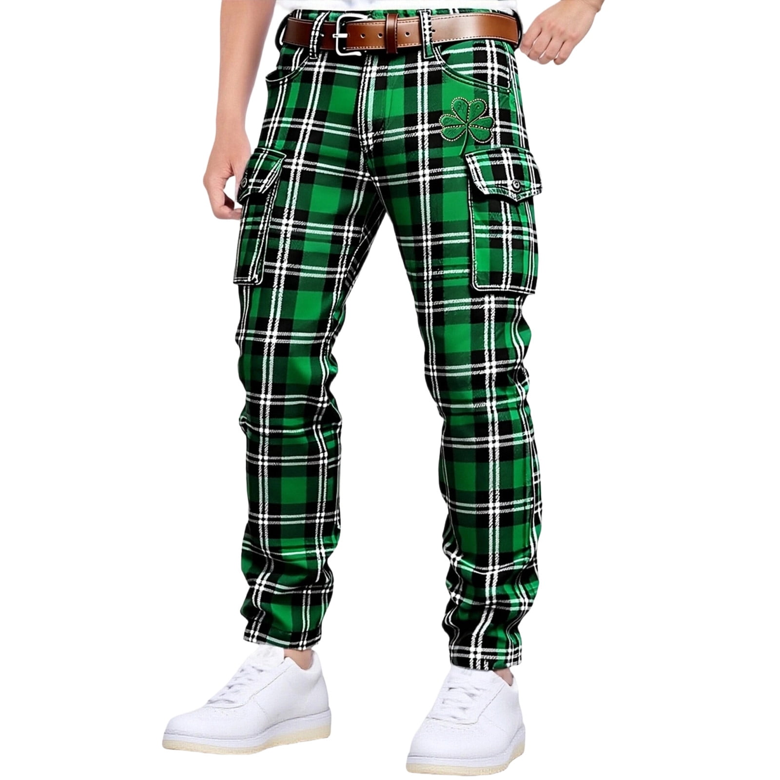CONZONE St. Patrick's Day Mens Baggy Cargo Shorts Green Clover Graphic ...