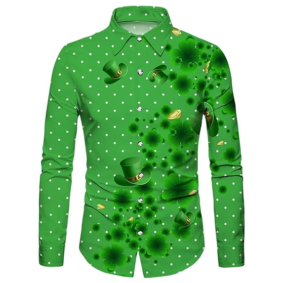 CONZONE St Patrick's Day Mens Buttons Down Shirts Long Sleeve Shirts ...