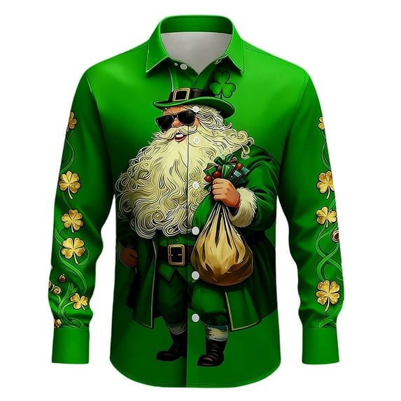 CONZONE St Patrick's Day Mens Buttons Down Shirts Long Sleeve Shirts ...