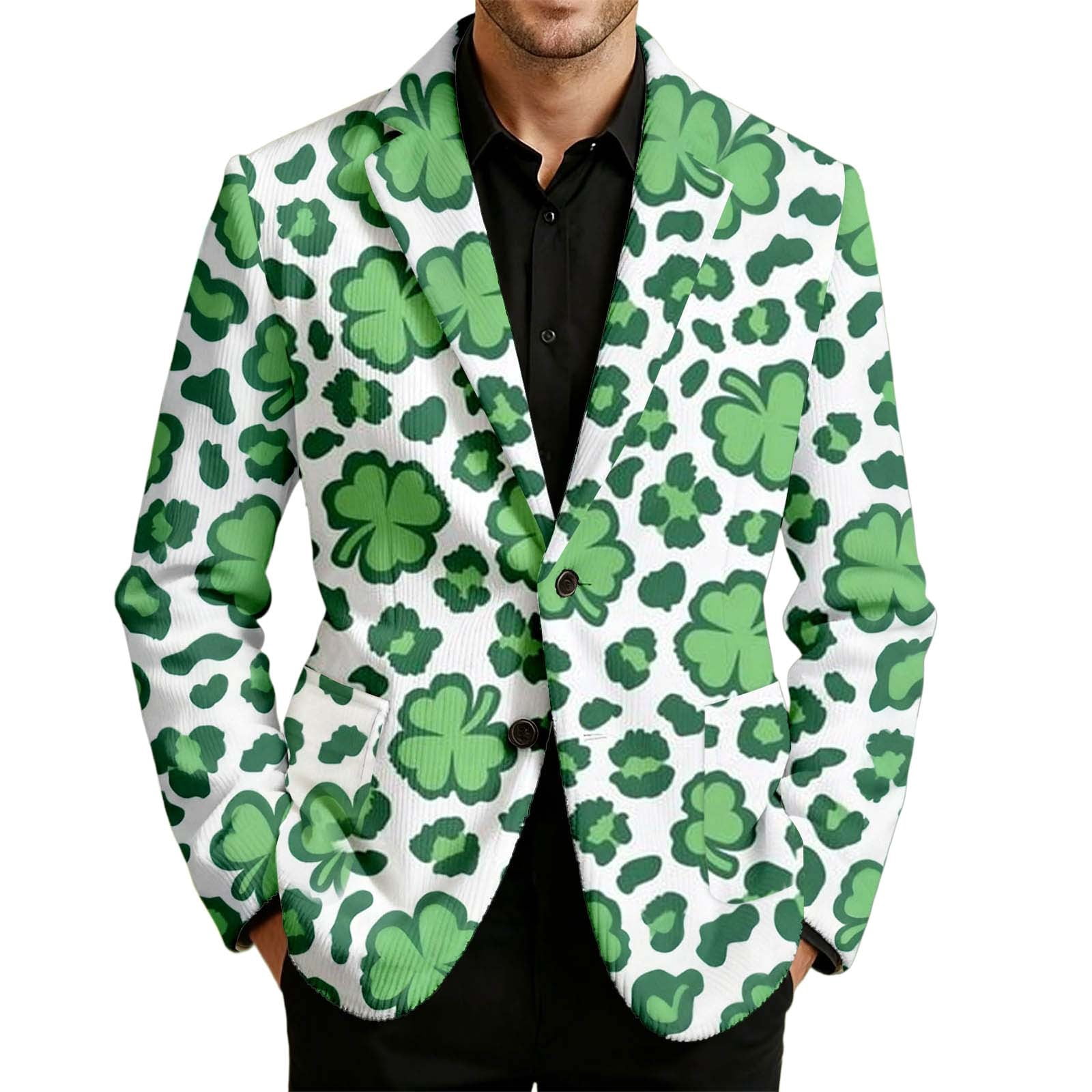 CONZONE St. Patrick's Day Mens Corduroy Blazer Casual Suit Jacket for ...