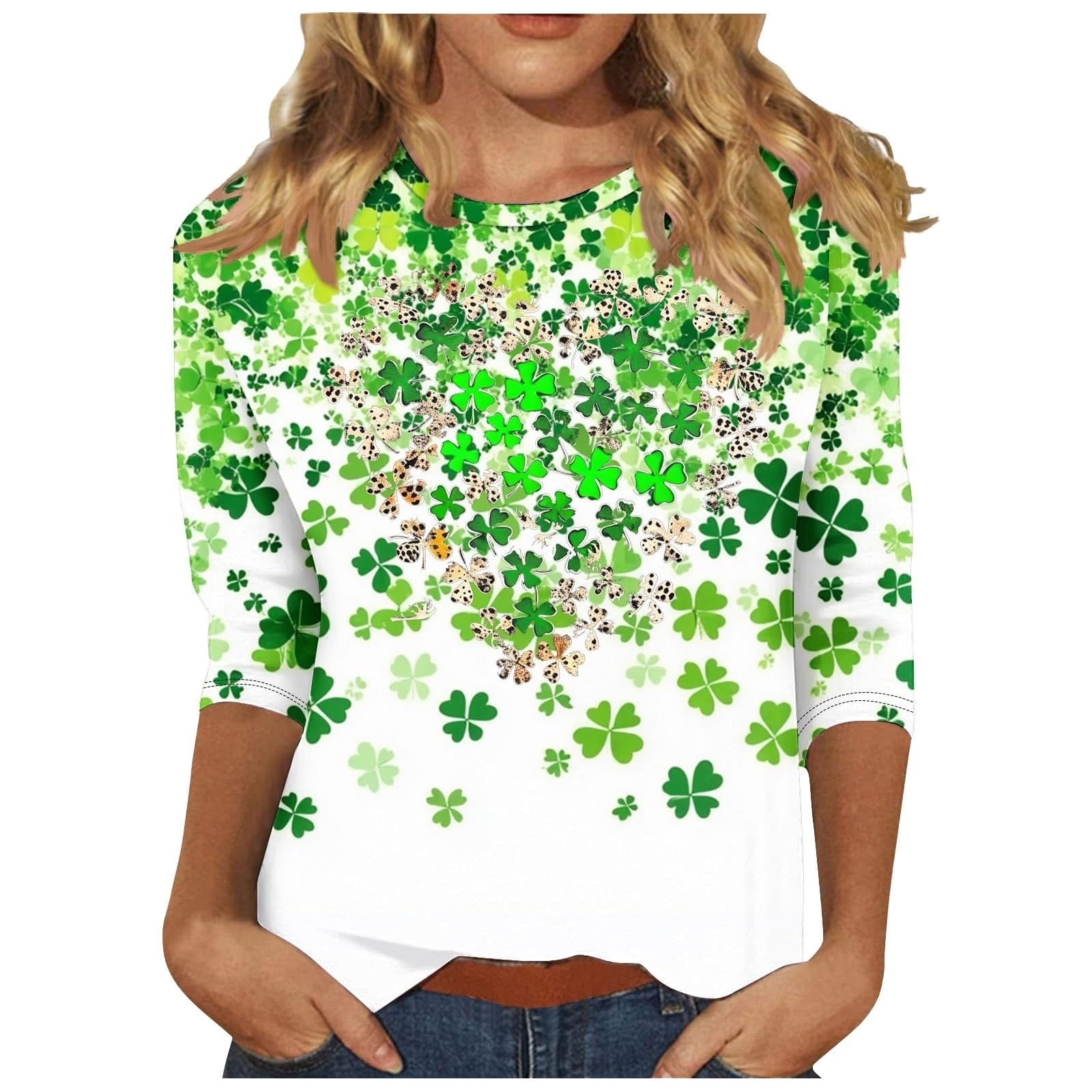 CONZONE St. Patrick's Day Women's T-Shirts 3/4 Sleeve T-Shirts for ...