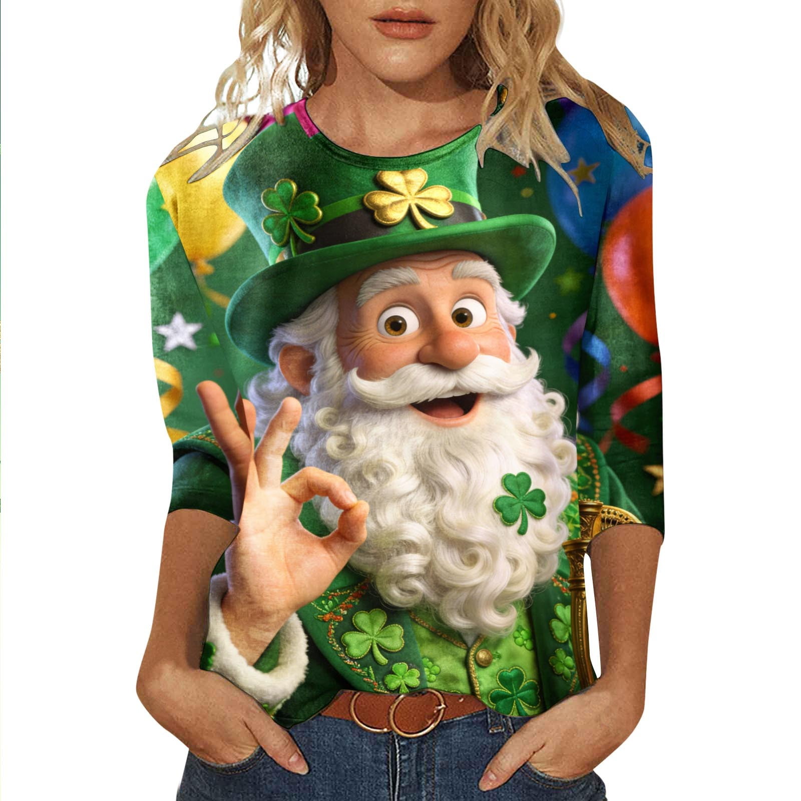 CONZONE St. Patrick's Day Women's T-Shirts 3/4 Sleeve T-Shirts for ...