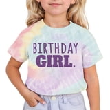 CONZONE Summer Tops For Girls Short Sleeve Birthday Letter Graphic ...