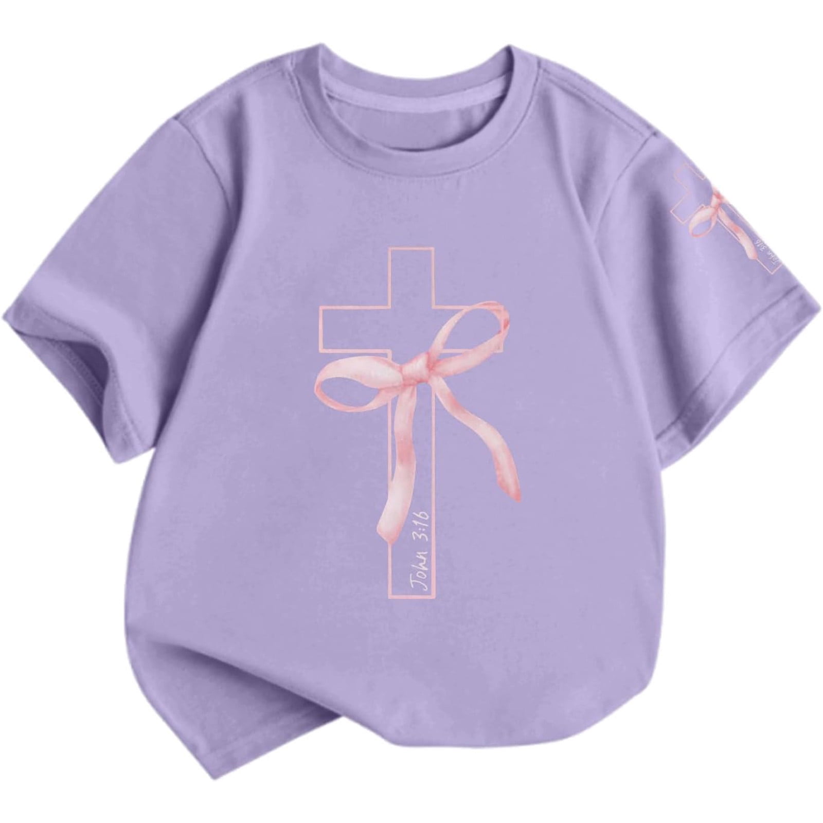 CONZONE Summer Tops For Girls Short Sleeve Bow Graphic Tshirts For ...
