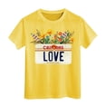 CONZONE Summer Tops For Girls Short Sleeve Floral Letter Graphic ...