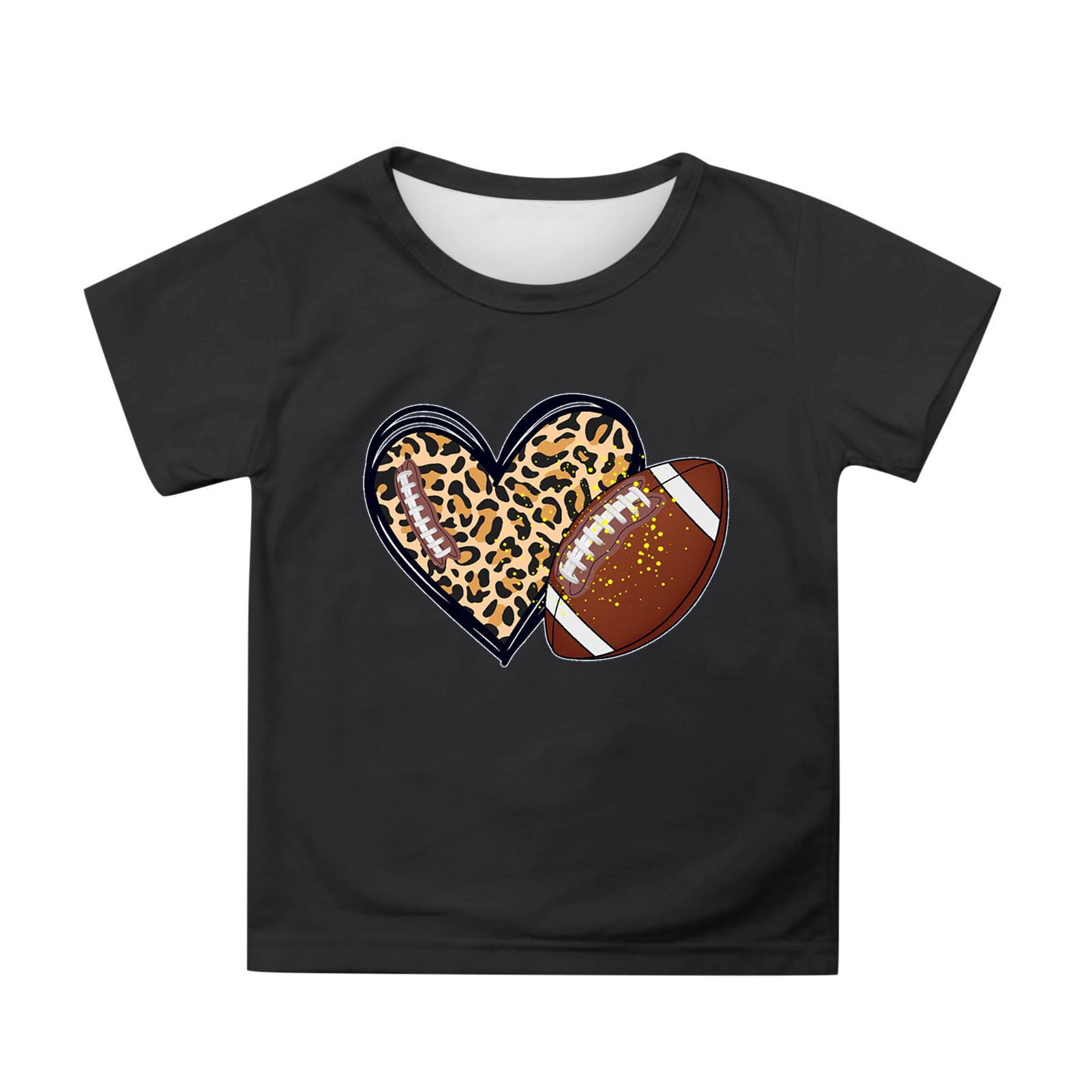 CONZONE Summer Tops For Girls Short Sleeve Leopard Heart Baseball ...