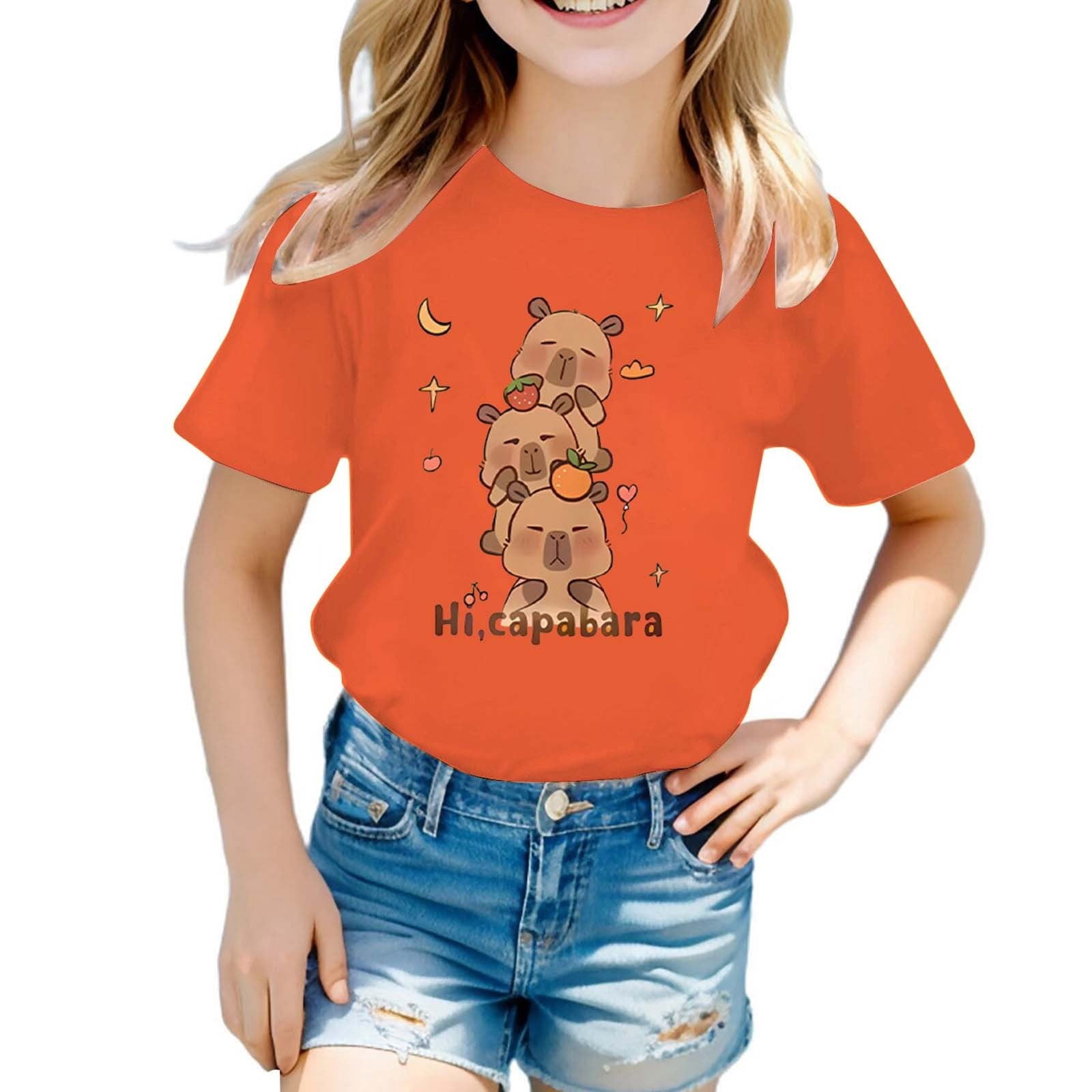 CONZONE Summer Tops For Girls Short Sleeve Letter Cartoon Graphic ...