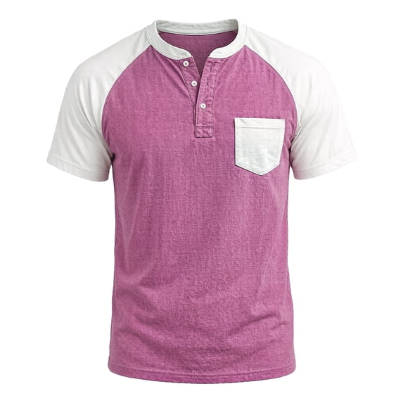 CONZONE T-Shirts For Men Summer Color Block Button Down Short Sleeve ...
