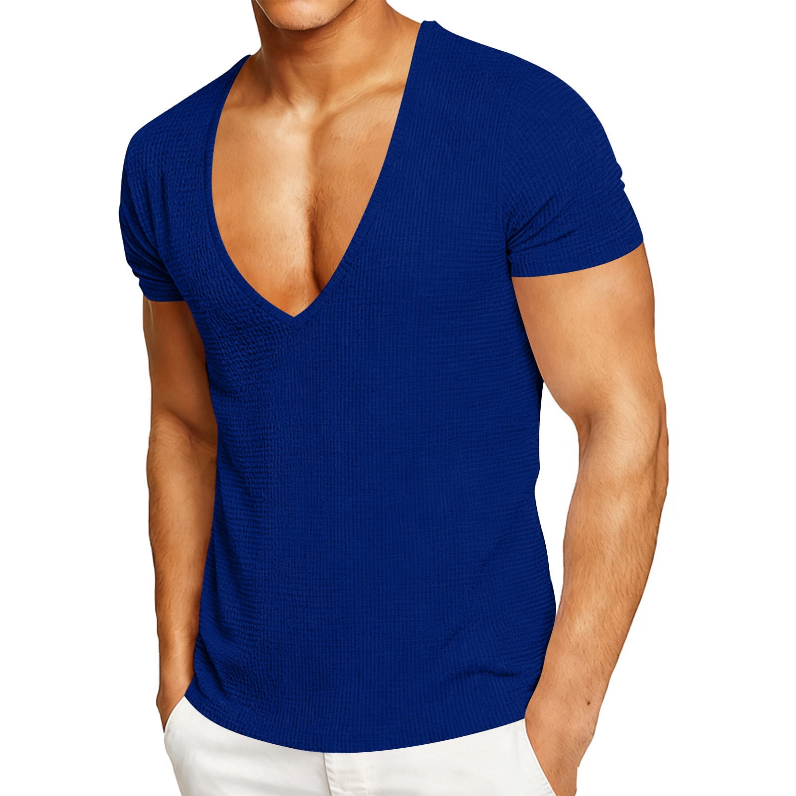 CONZONE T Shirts For Men Summer V Neck Short Sleeve Solid Color ...