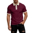CONZONE T Shirts For Men With Zipper Short Sleeve Lapel Solid Color For ...