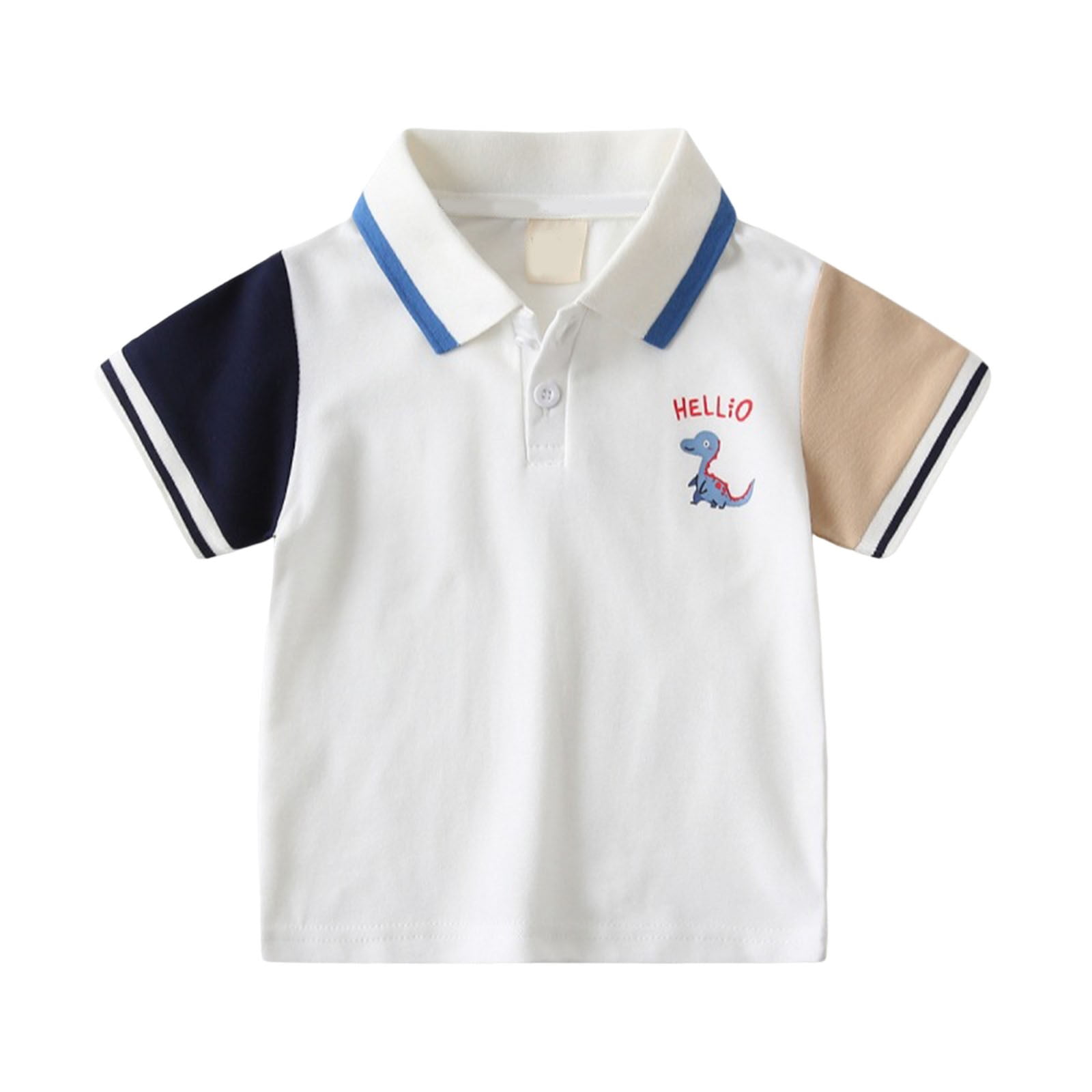 CONZONE Toddler Baby Boys School Uniform Polo Shirts Cartoon Dinosaur ...