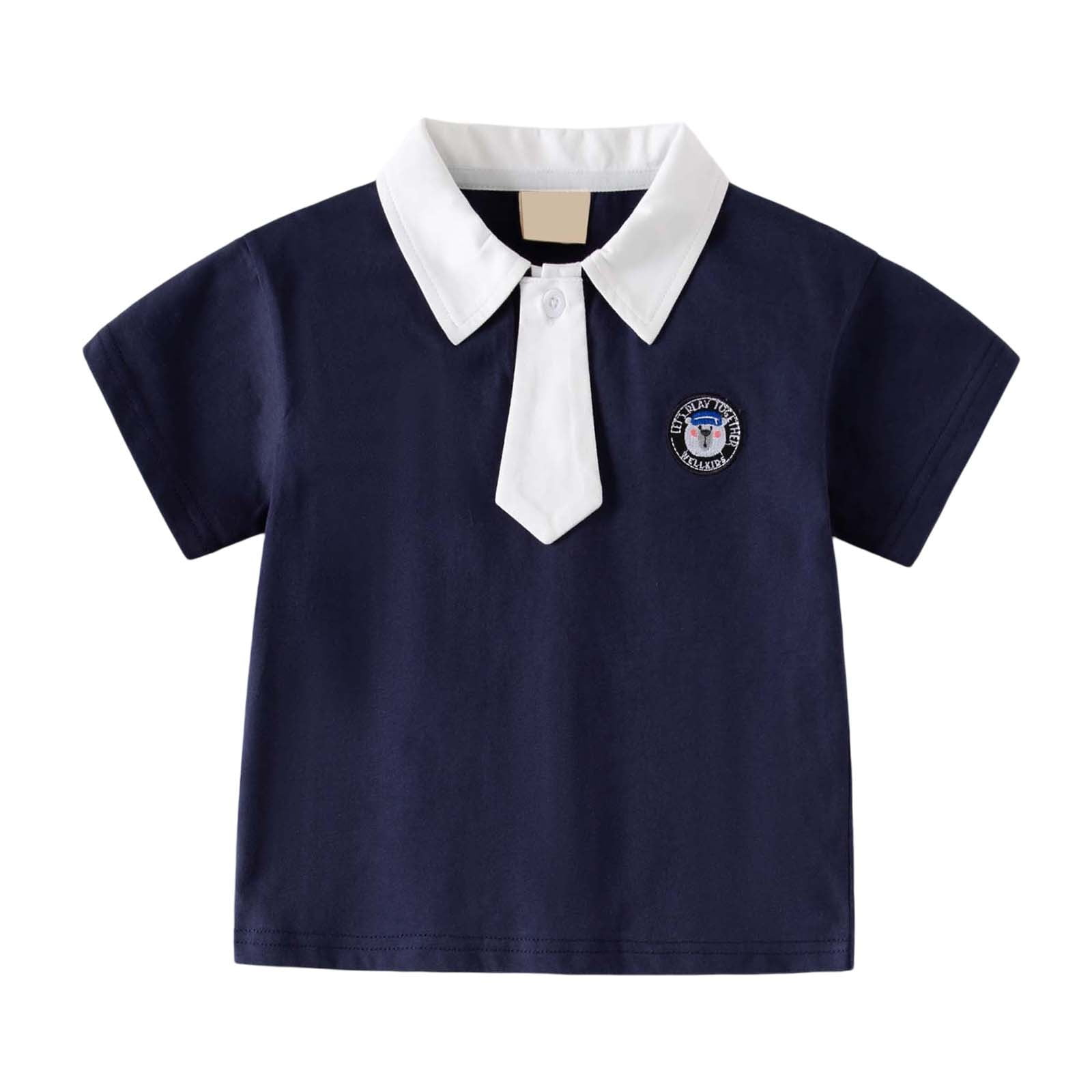 CONZONE Toddler Baby Boys School Uniform Polo Shirts Casual Graphic ...