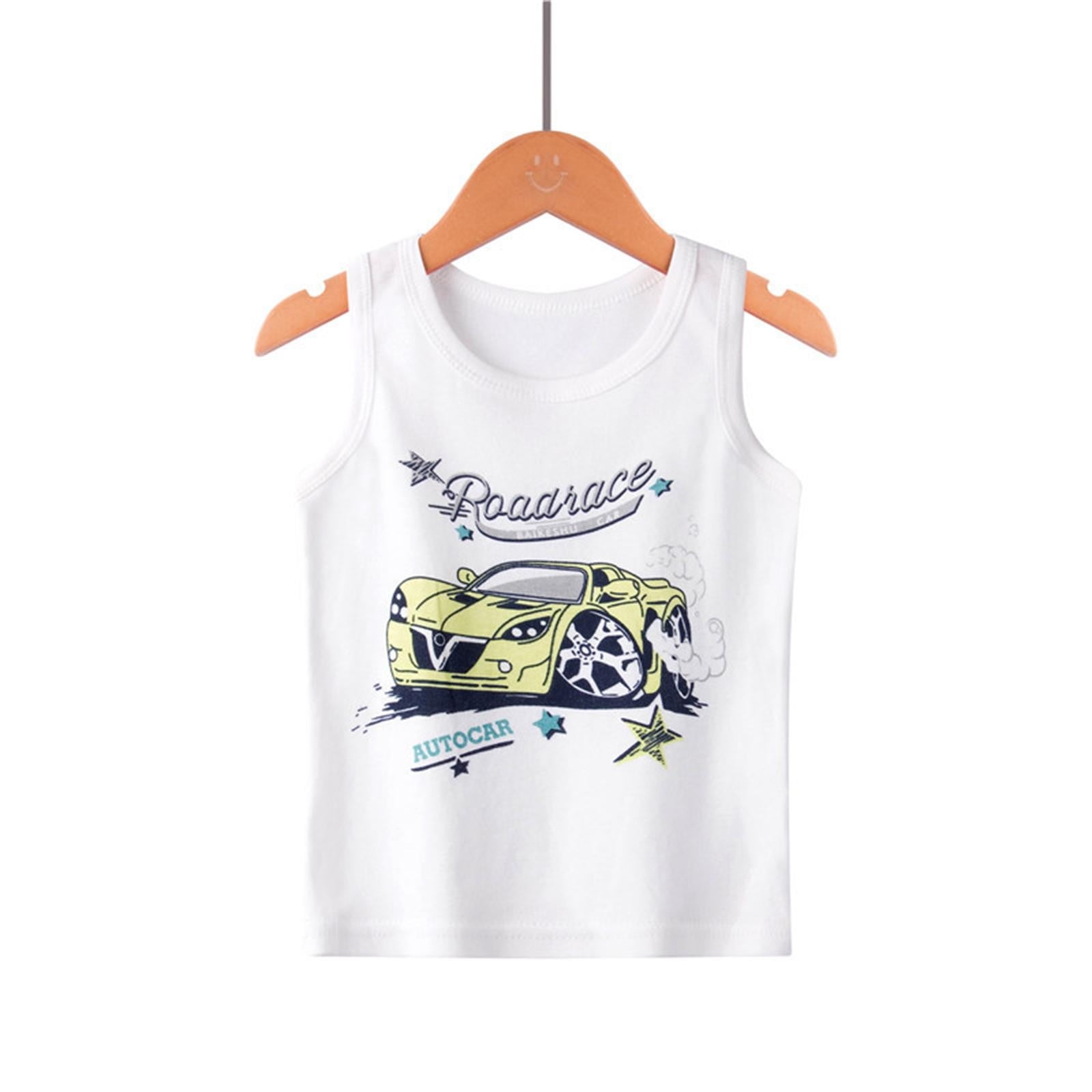 CONZONE Toddler Baby Boys Vest Cartoon Excavator Graphic Sleeveless ...
