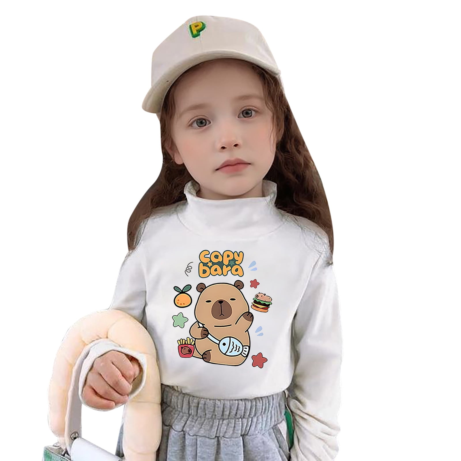 CONZONE Toddler Baby Girls Long Sleeve Tops Cartoon Capibara Graphic ...