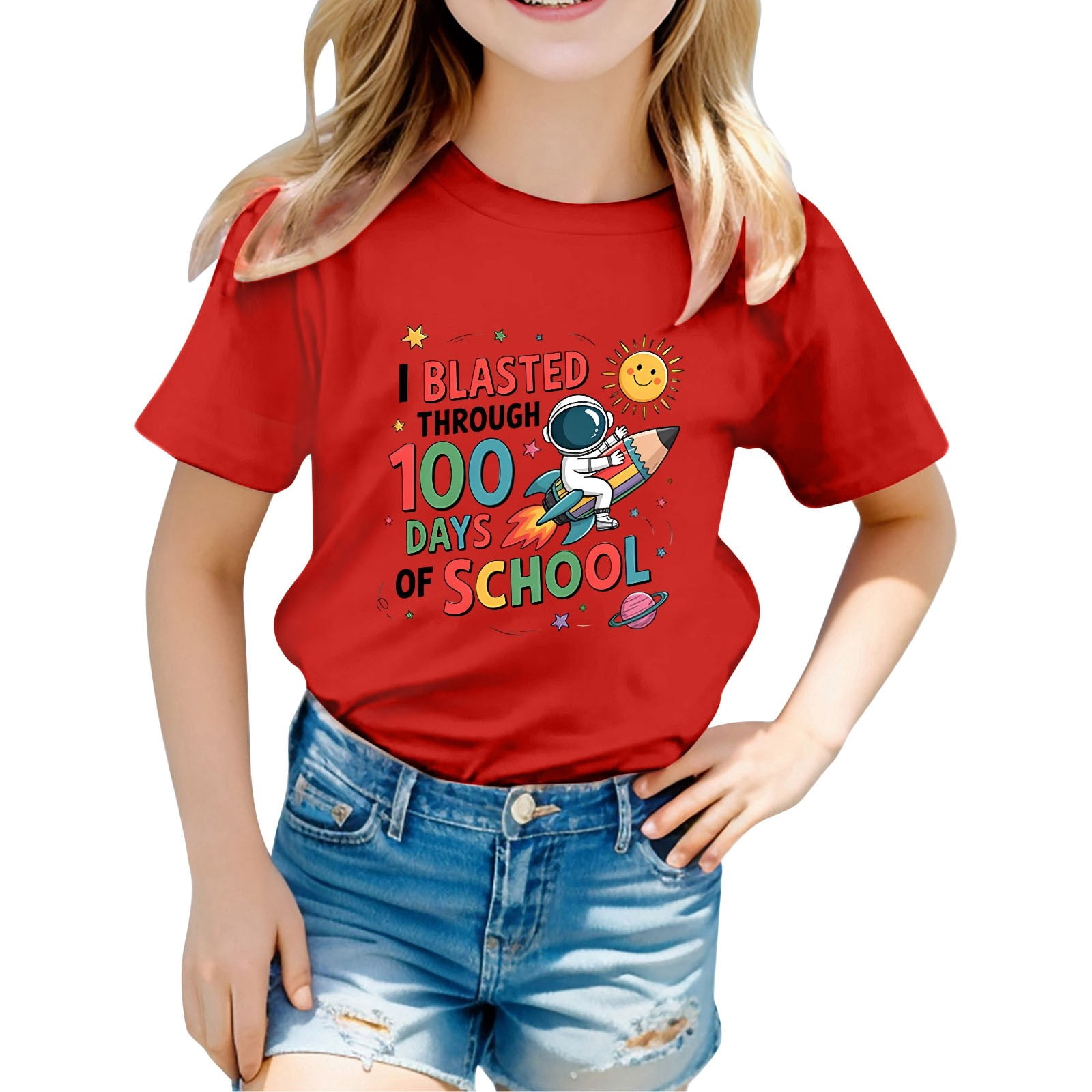 CONZONE Toddler Baby Girls Short Sleeve T Shirts 100 Days Back To ...