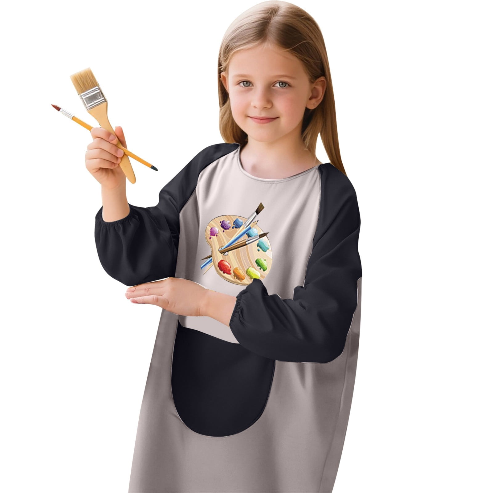 CONZONE Toddler Boys Art Apron Cartoon Graphic Long Sleeve Painting ...