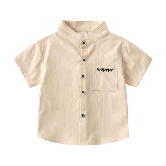 CONZONE Toddler Boys T Shirt Crew Neck Button Down Letter Print Short ...