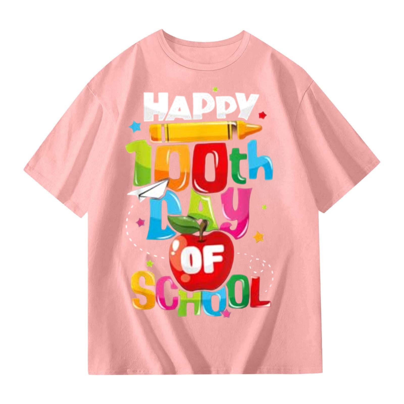 CONZONE Toddler Boys Tshirts 100 Days Of School Letter Graphic Short ...