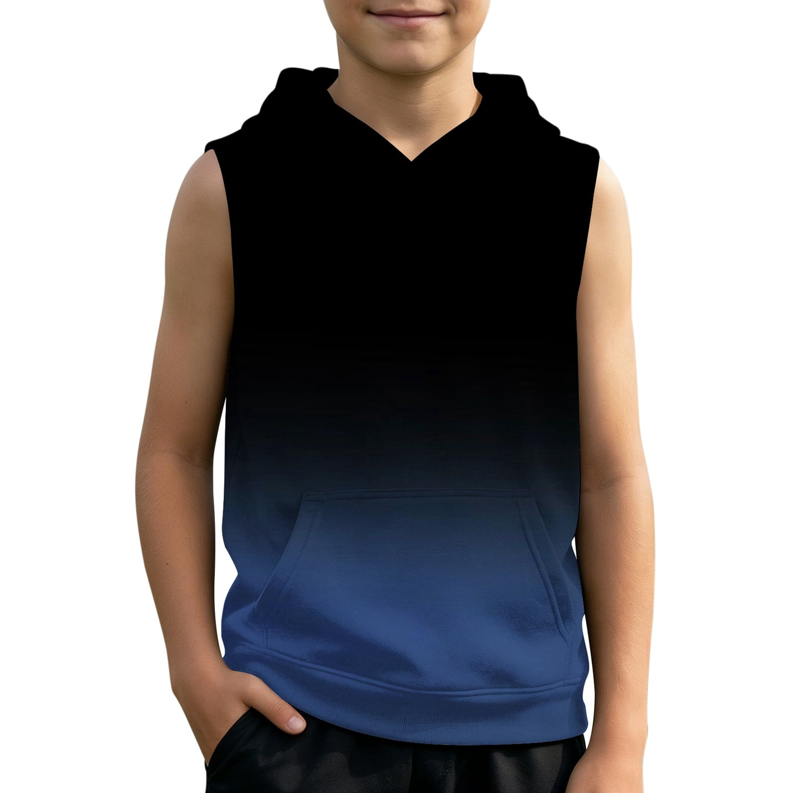 CONZONE Toddler Child Boys T Shirts Color Block Hooded Sleeveless ...