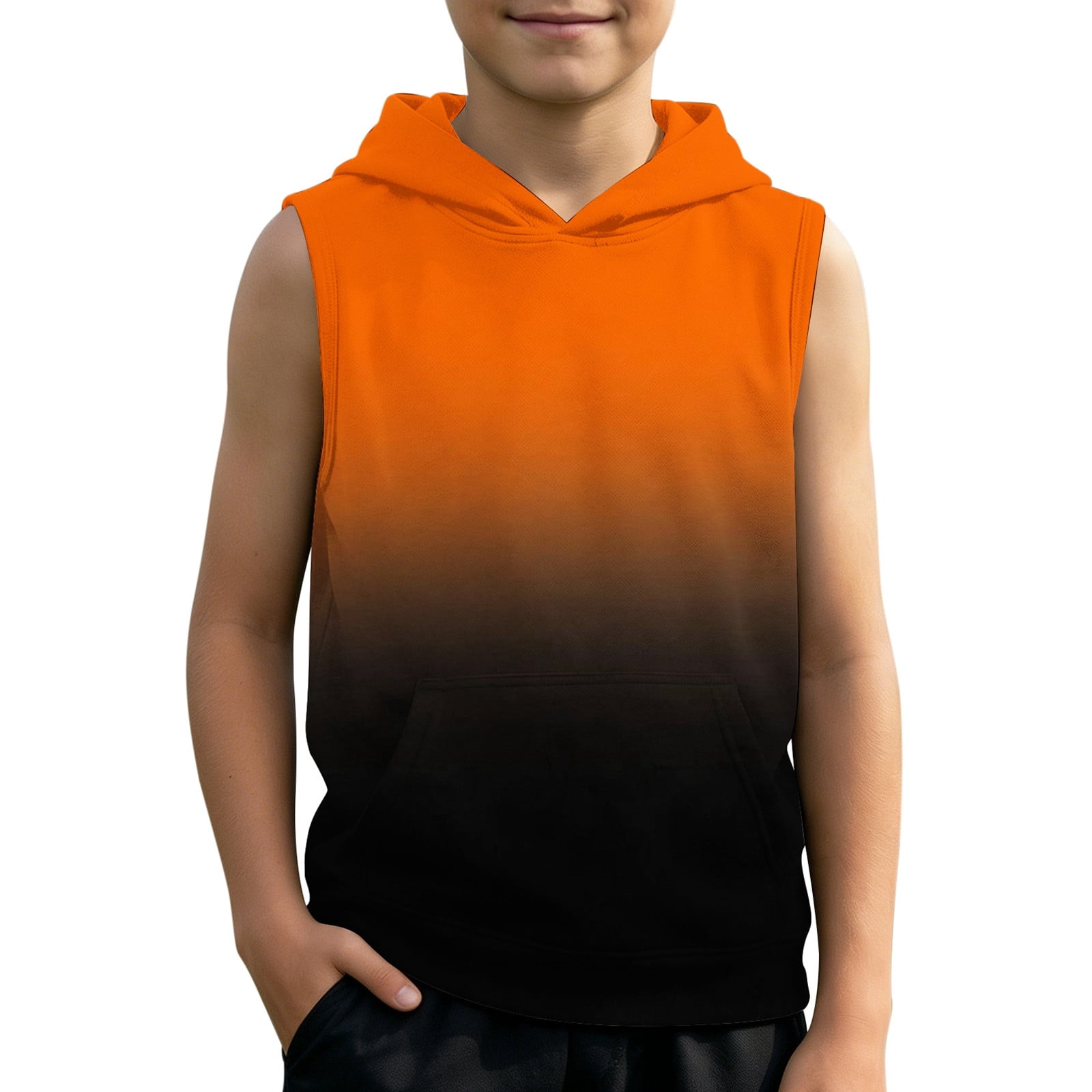 CONZONE Toddler Child Boys T Shirts Color Block Hooded Sleeveless ...