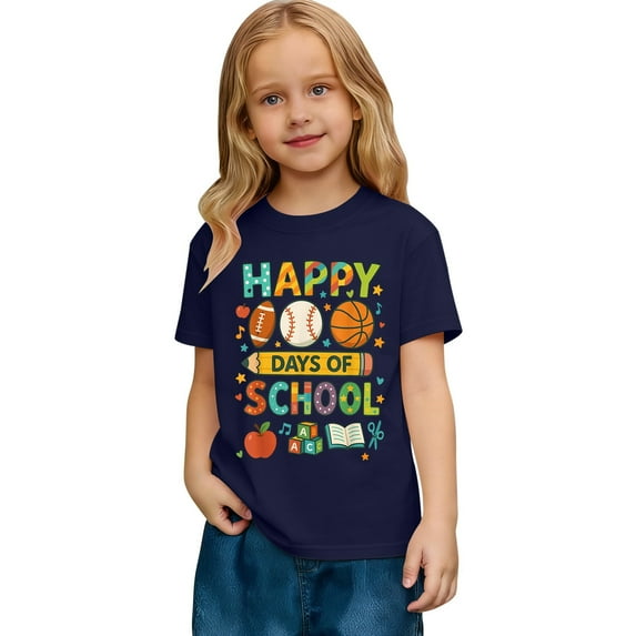 CONZONE Toddler Girls Short Sleeve Tshirts 100 Days Back To School ...
