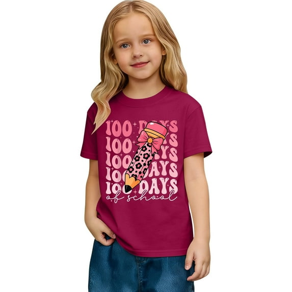 CONZONE Toddler Girls Short Sleeve Tshirts 100 Days Back To School ...