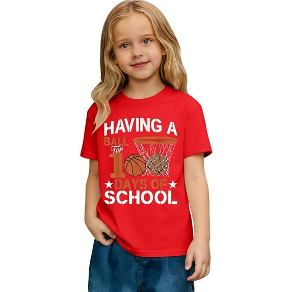 CONZONE Toddler Girls Short Sleeve Tshirts 100 Days Back To School Graphic Tee Shirt for Infant ...