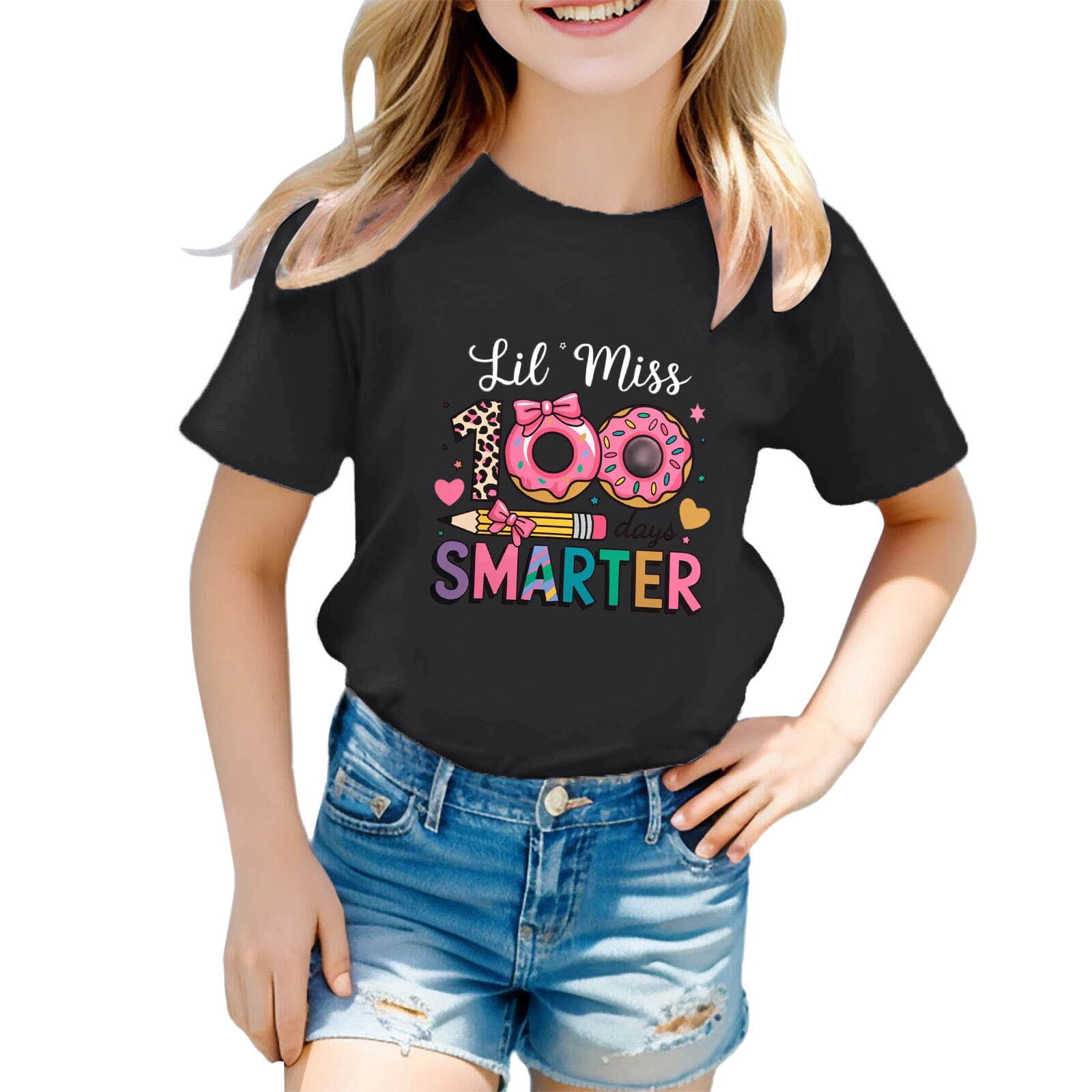 CONZONE Toddler Girls Short Sleeve Tshirts 100 Days Back To School ...