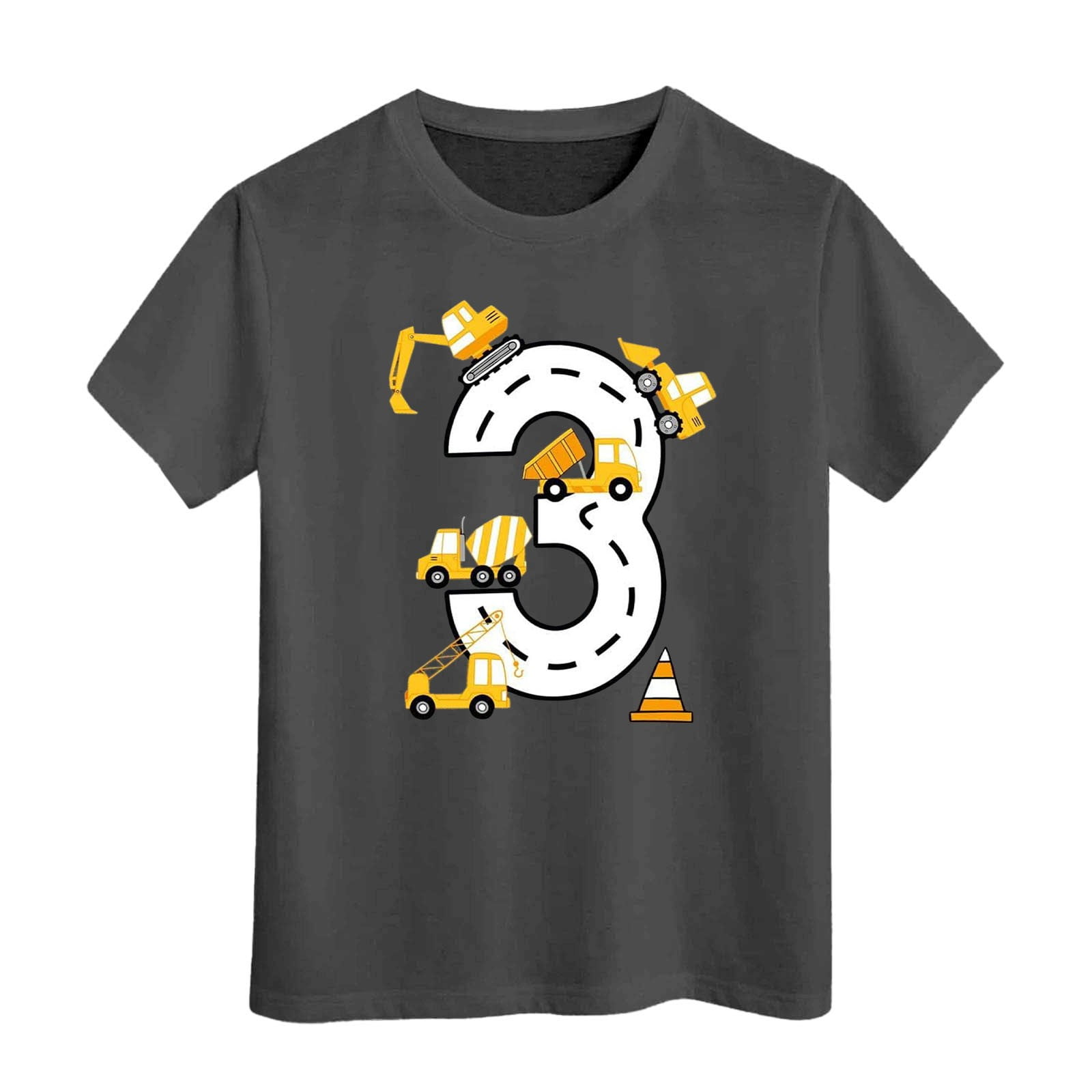 CONZONE Toddler Boys T Shirts Cartoon Excavator Graphic Short Sleeve ...