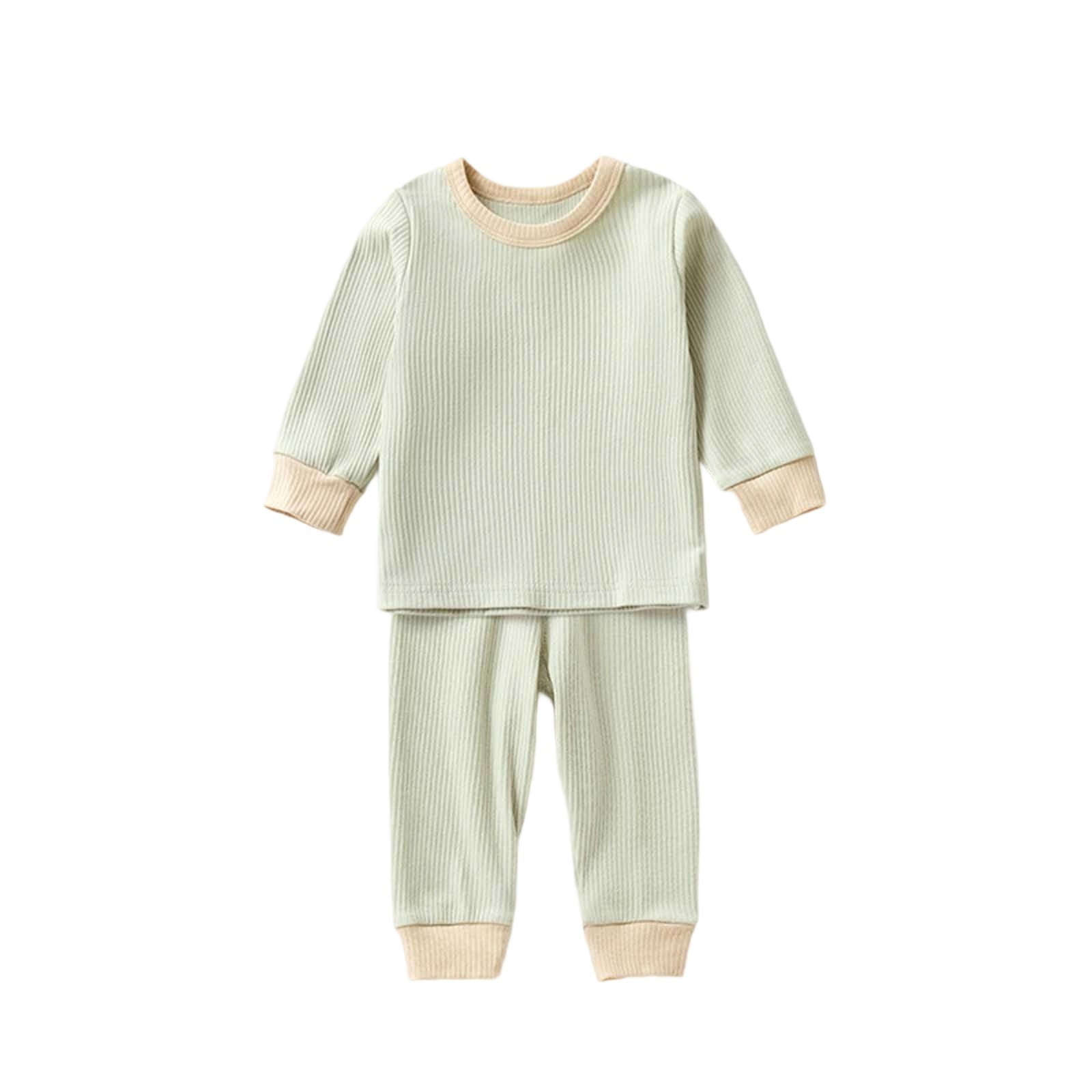 CONZONE Unisex Boys Girls Thermal Underwear Set Long Sleeve Solid Color ...