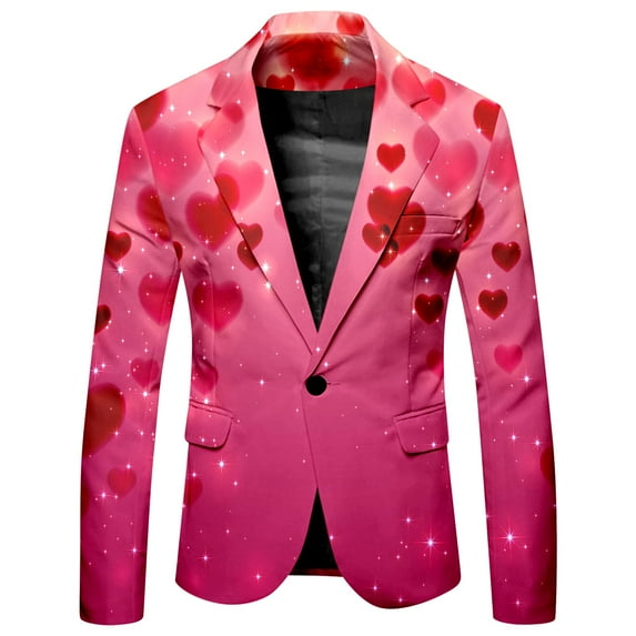 CONZONE Valentines Suit Jacket for Men Casual Men's Blazer Valentine's ...