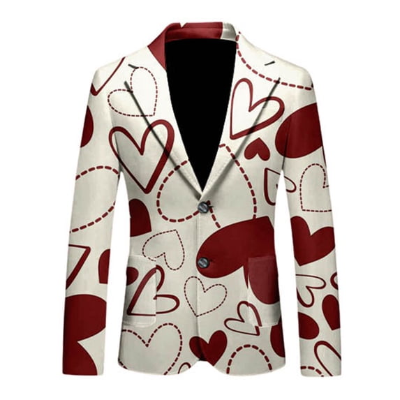 CONZONE Valentines Suit Jacket for Men Casual Men's Blazer Valentine's ...