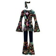 CONZONE Womens 70S Disco Dress Up Fashion Graphic Tops Flared Pants ...