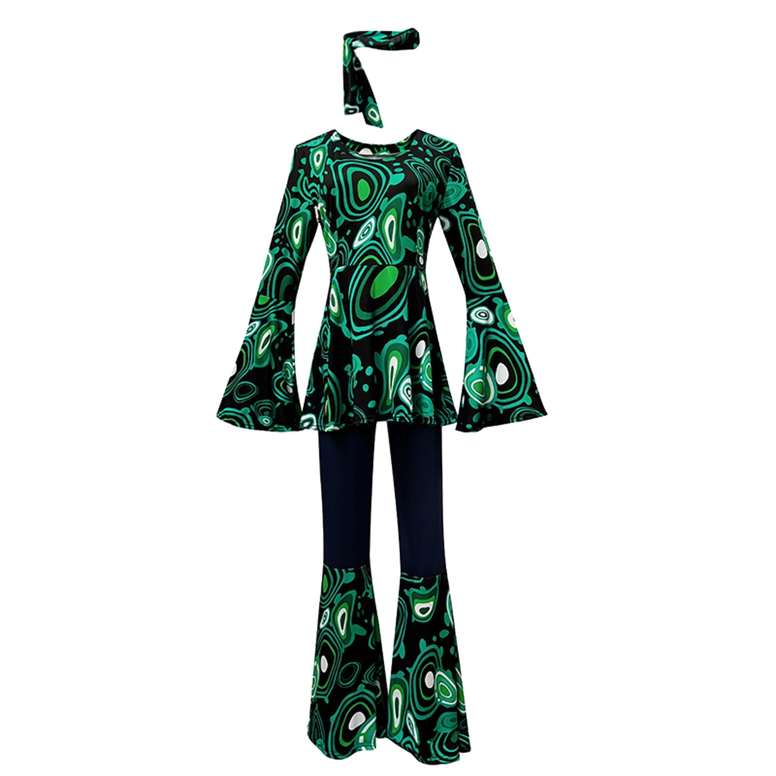 CONZONE Womens 70S Disco Dress Up Fashion Graphic Tops Flared Pants ...