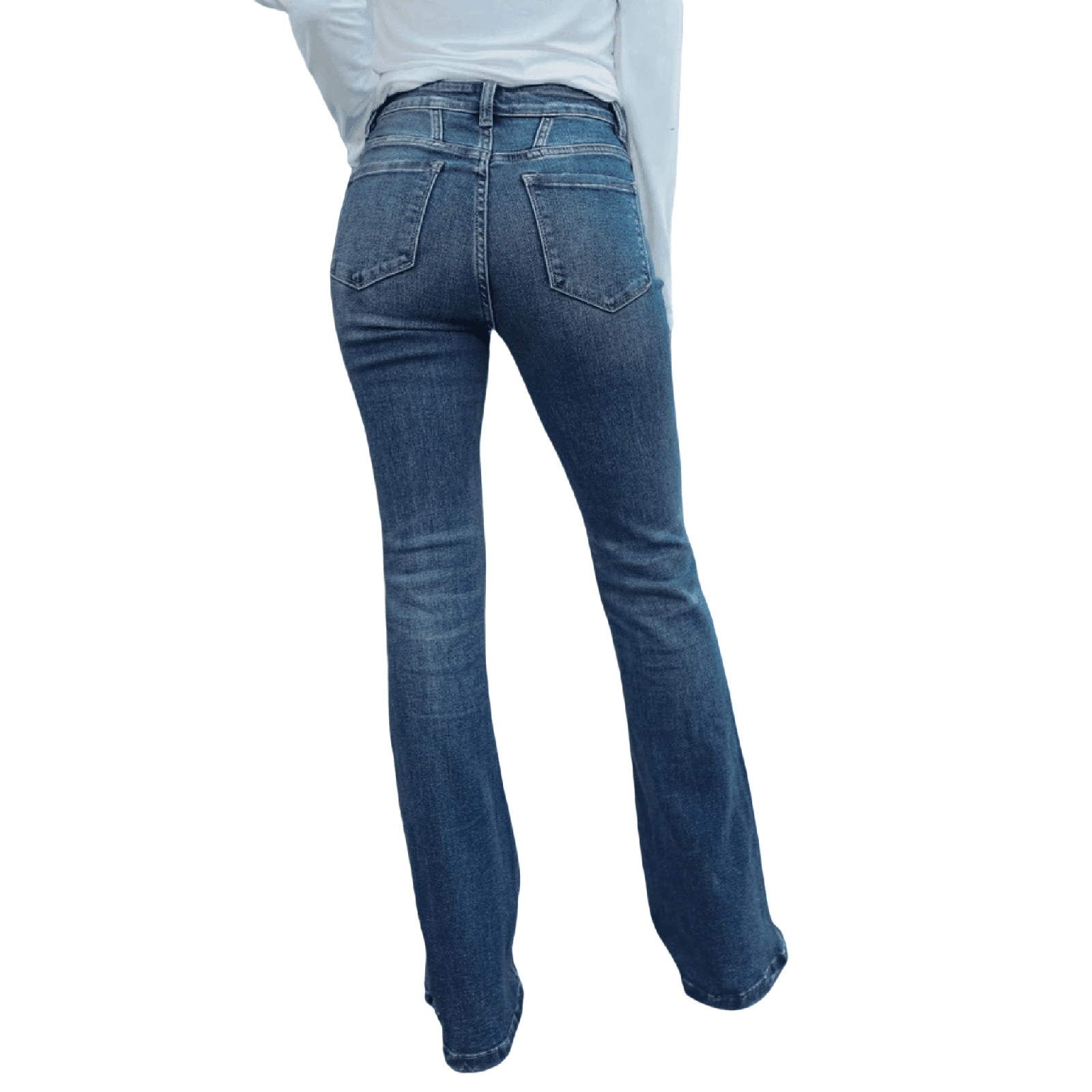 CONZONE Womens Flared Jeans Solid Color Pants for Women Trendy Buttons ...