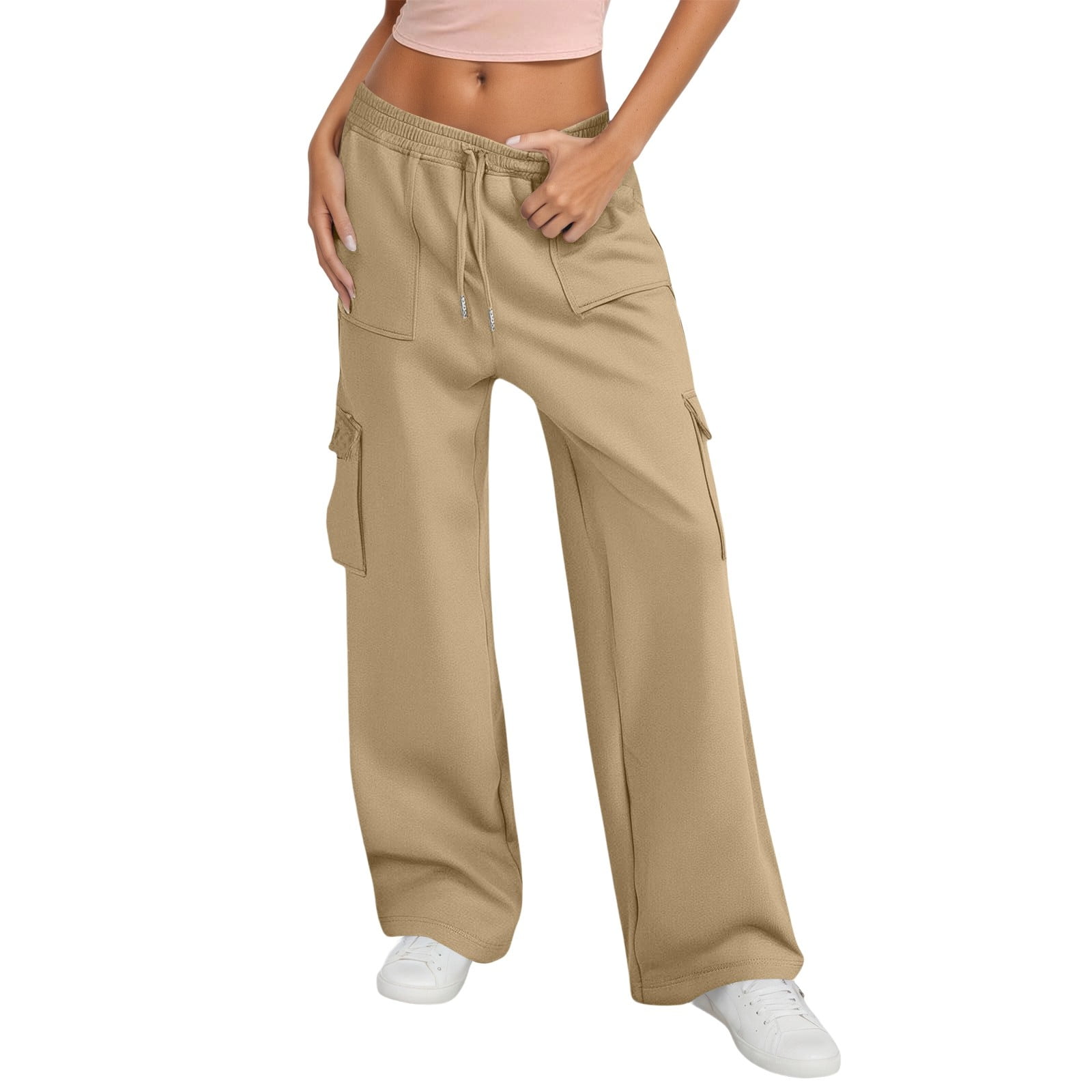 CONZONE Womens Sweatpants Solid Color Pants for Women Trendy Elastic ...