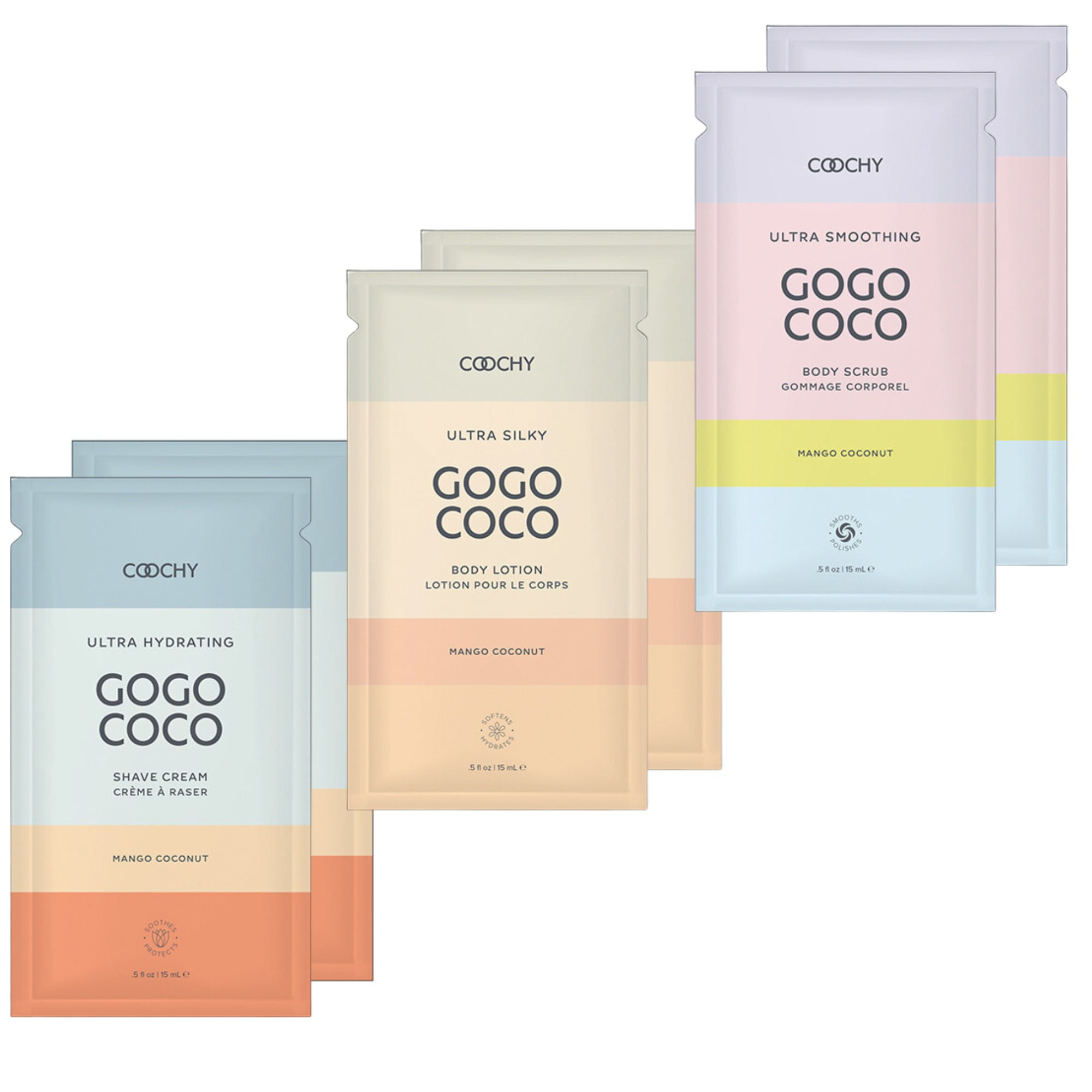 COOCHY Travel Size Bath and Body Set- Smoothing Body Scrub, Hydrating ...