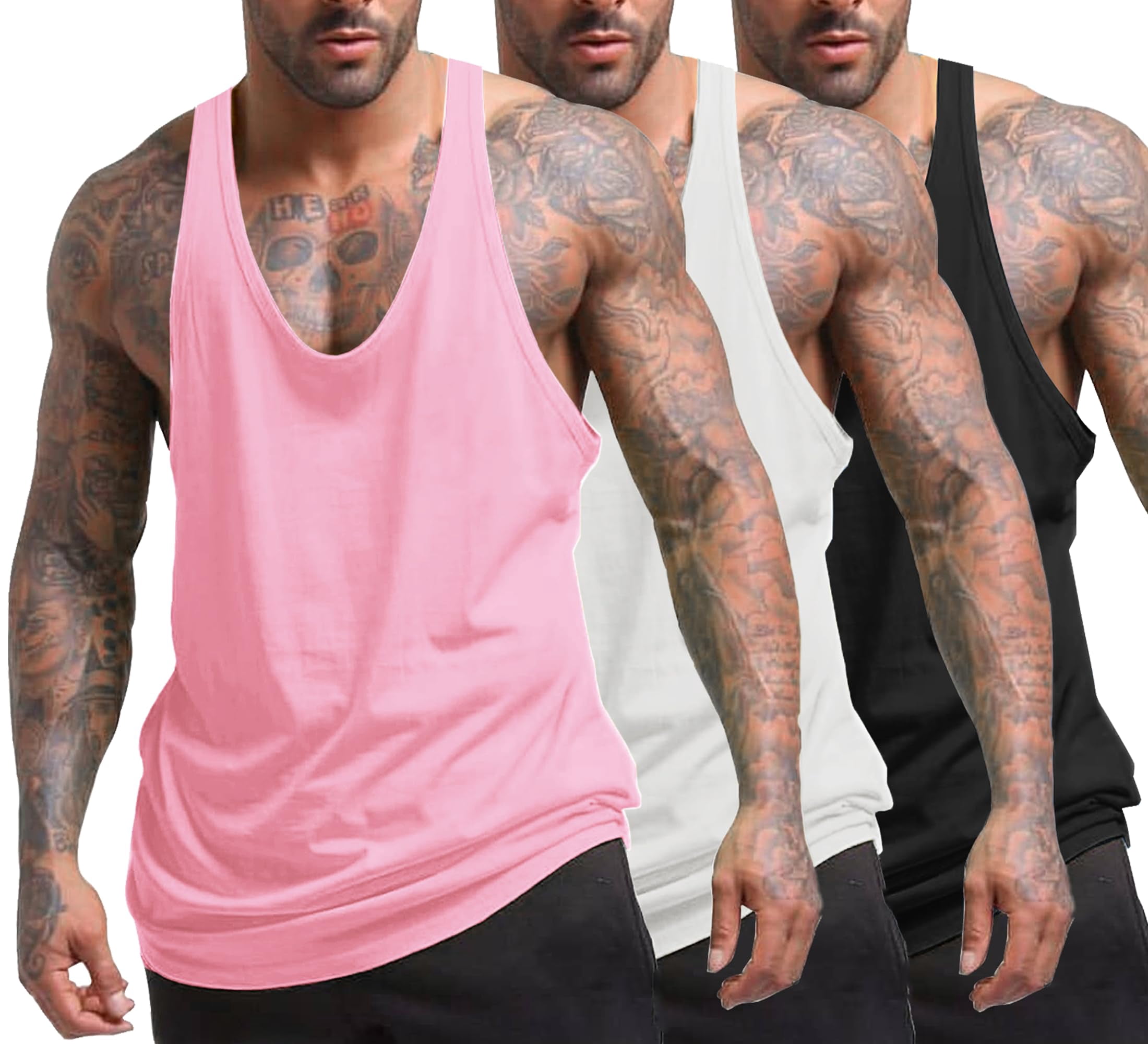 COOFANDY 3 Pack Muscle Tank Tops for Men Sleeveless Workout Gym Shirts ...
