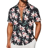 COOFANDY Beach Button Up Shirts for Men Hawaiian Flower Short Sleeve ...