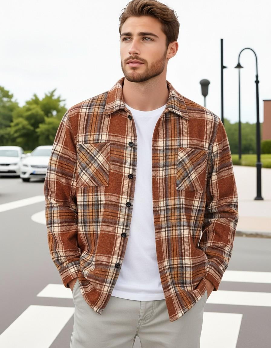 COOFANDY Casual Plaid Button Down Shacket for Men - Walmart.com