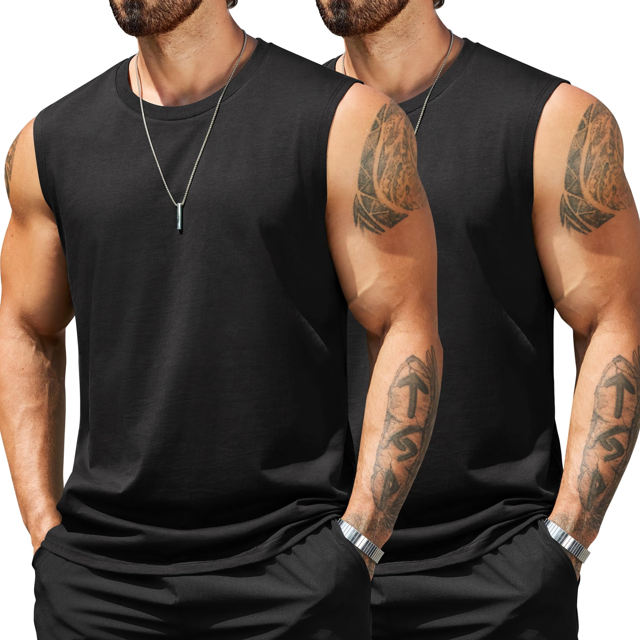 COOFANDY Casual Tank Shirts for Men Cotton Sleeveless Shirts Muscle ...
