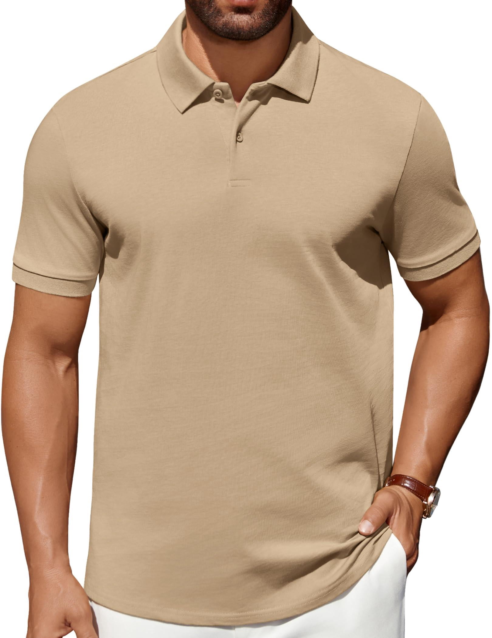 COOFANDY Golf Polos for Men 100% Cotton Polo Shirt Mens Tops Collared ...