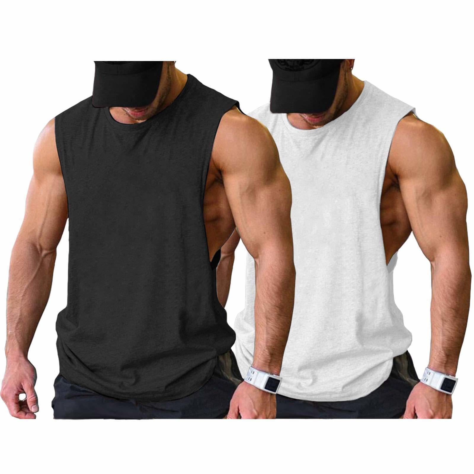 COOFANDY Men's 2 Pack Sport Tank Tops Workout Muscle Tee Bodybuilding T ...