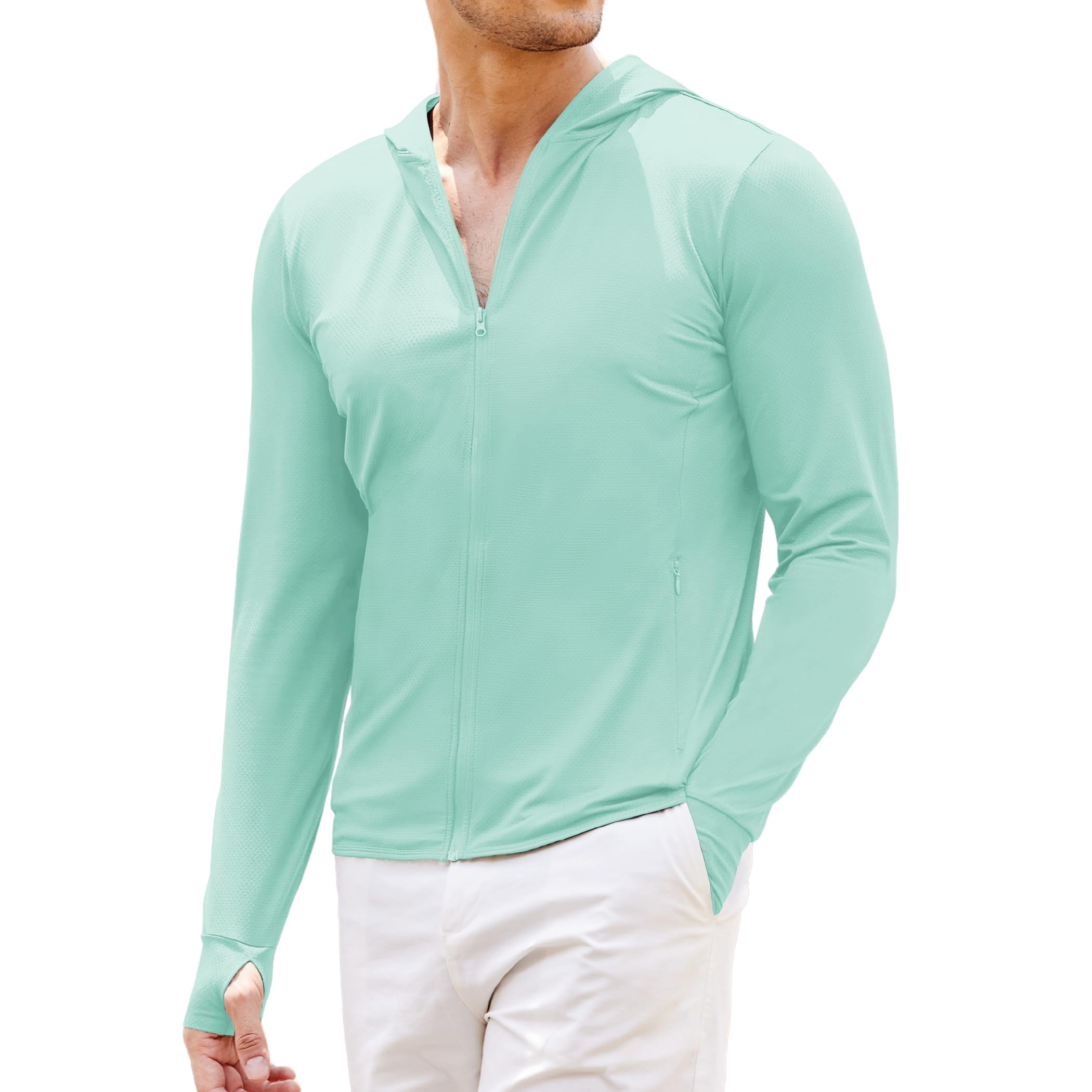 Coofandy Men Full Zip Upf 50 Sun Protection Hoodie Jacket Long Sleeve