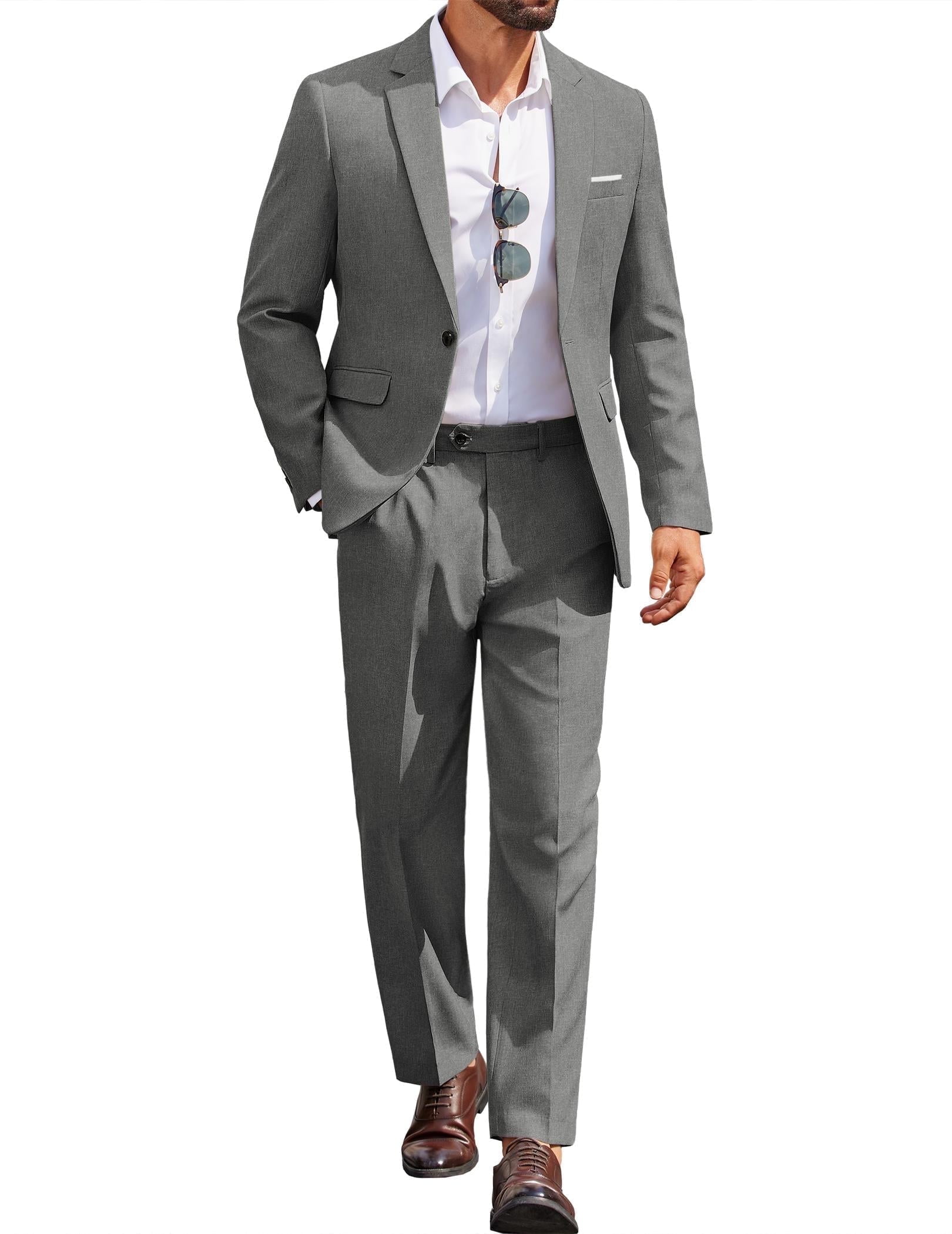 COOFANDY Men Suits Classic Fit 2 Piece Suit Set One Button Casual ...