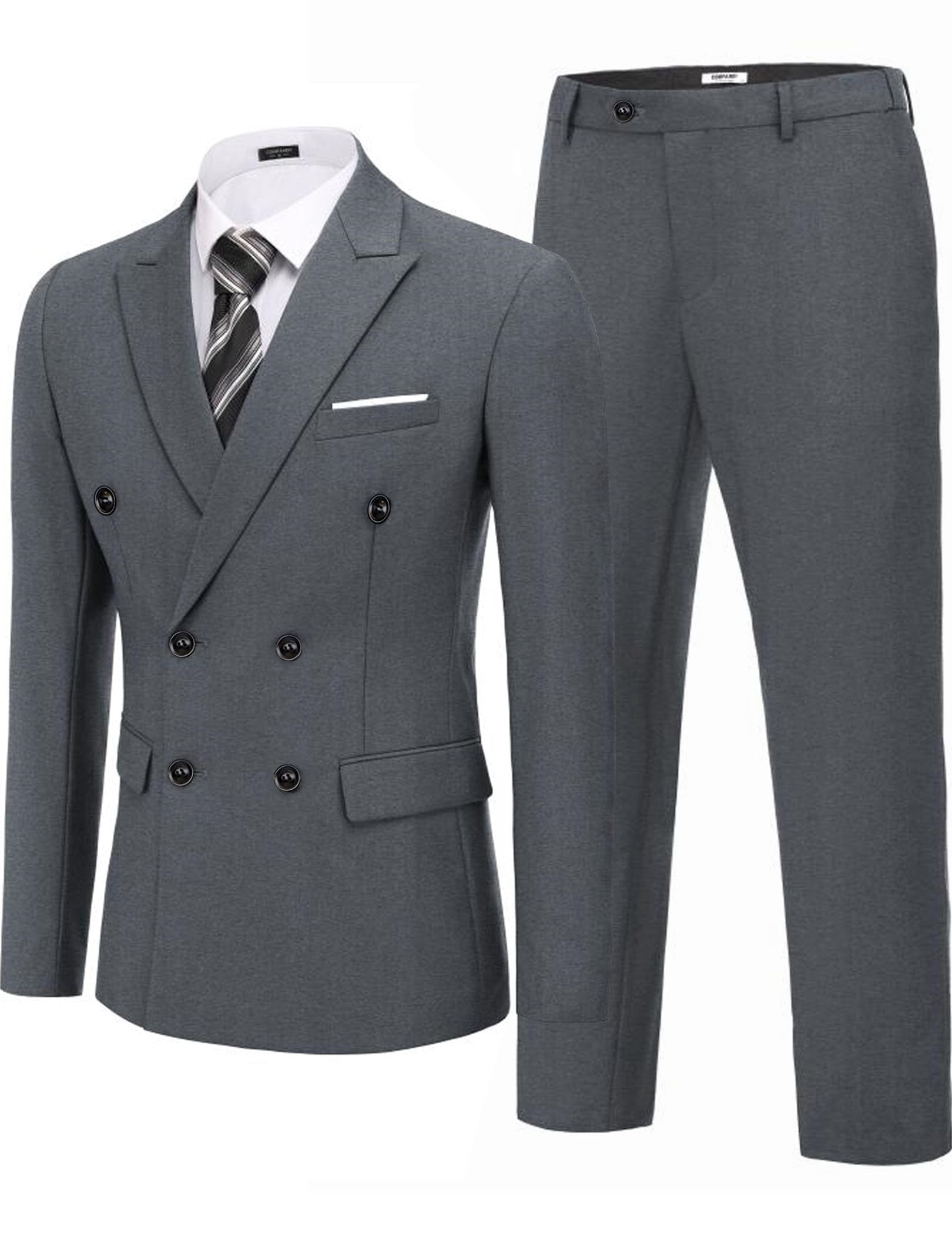 COOFANDY Men's 2 Piece Double Breasted Suits Slim Fit Tuxedo Jacket and ...